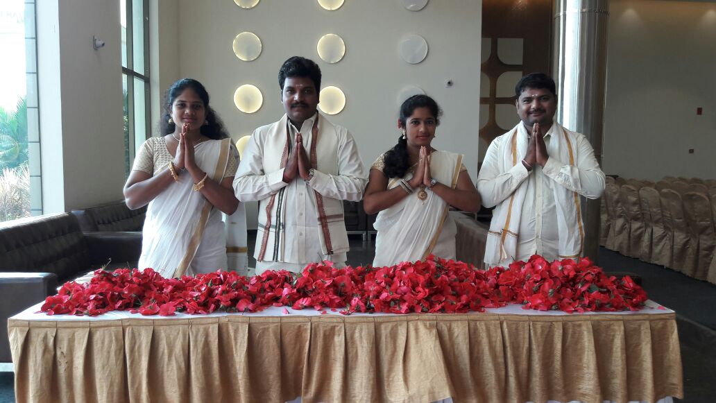 Welcome Girls/Couple Welcome table, with rose flowers, scent water(paneeru)